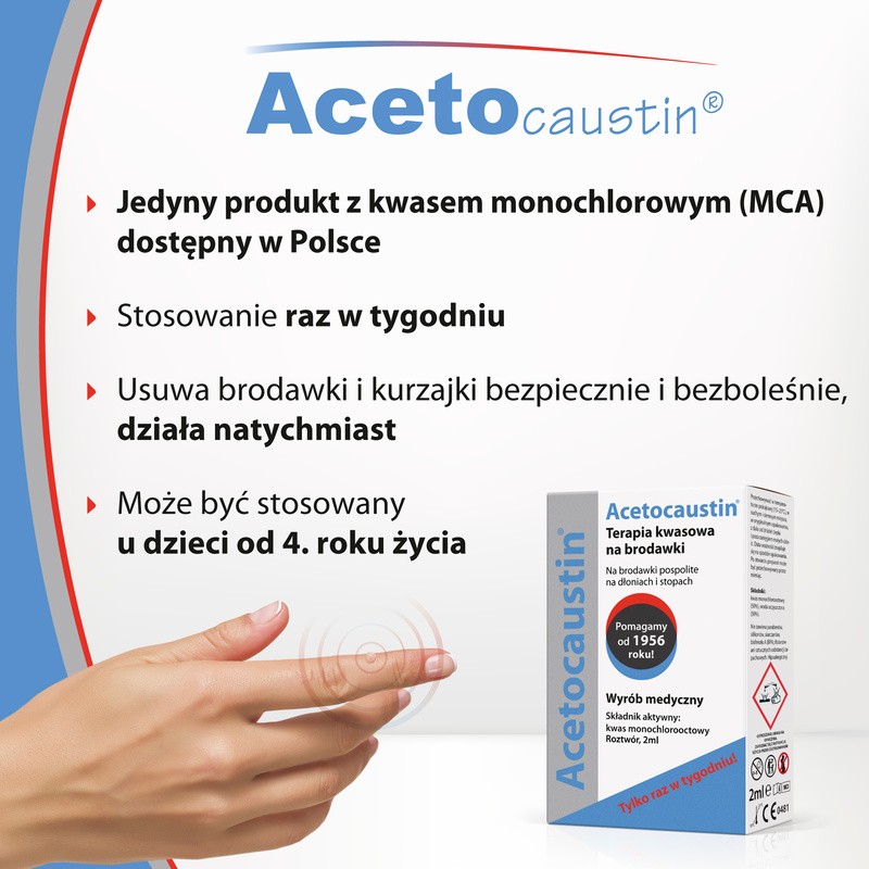 Acetocaustin, terapia kwasowa na brodawki, płyn, 2 ml