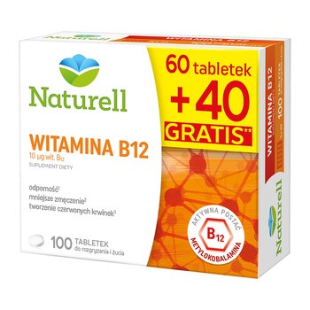 Naturell Witamina B12, tabletki do rozgryzania i żucia, 100 szt ...