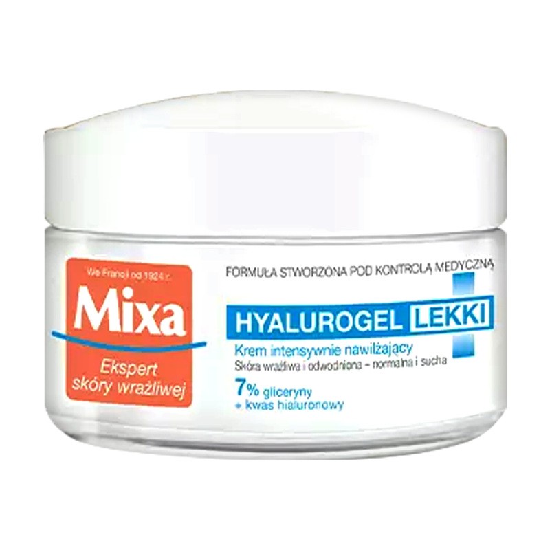 Mixa Hialurogel, Lekki krem intensywnie nawilżający, 50ml
