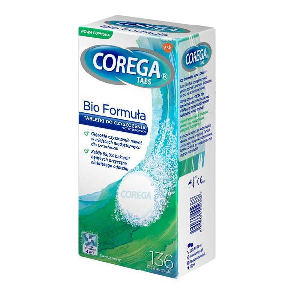 Corega Tabs Bio Formula, tabletki przeciwbakteryjne do czyszczenia ...