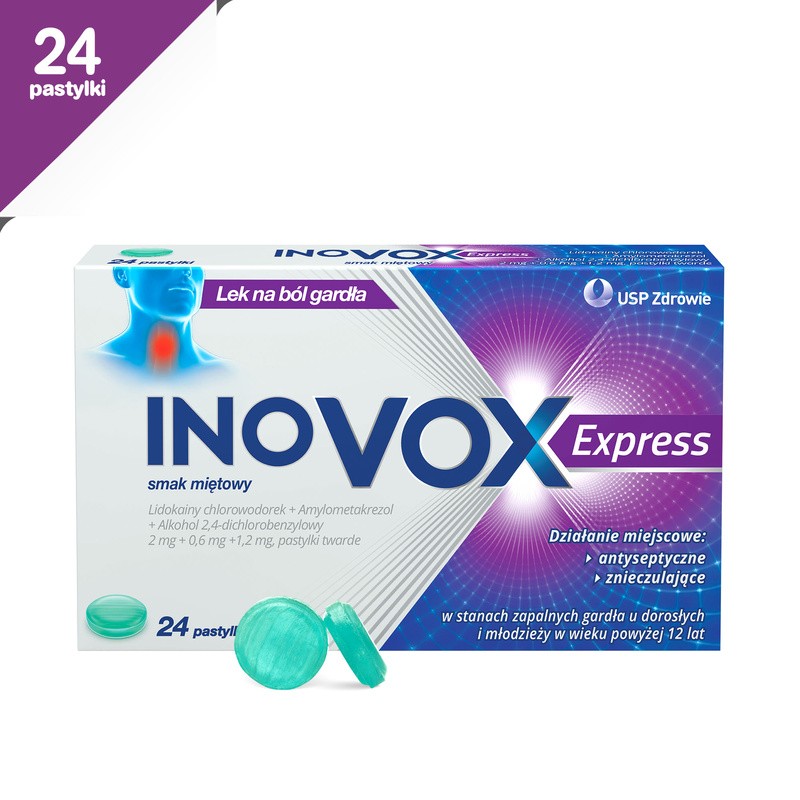 Inovox Express, pastylki twarde, smak miętowy, 24 szt. - Portal DOZ.pl