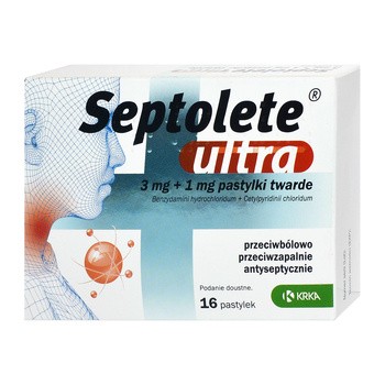 Septolete Ultra, (3 mg + 1 mg), pastylki twarde, 16 szt. - Portal DOZ.pl