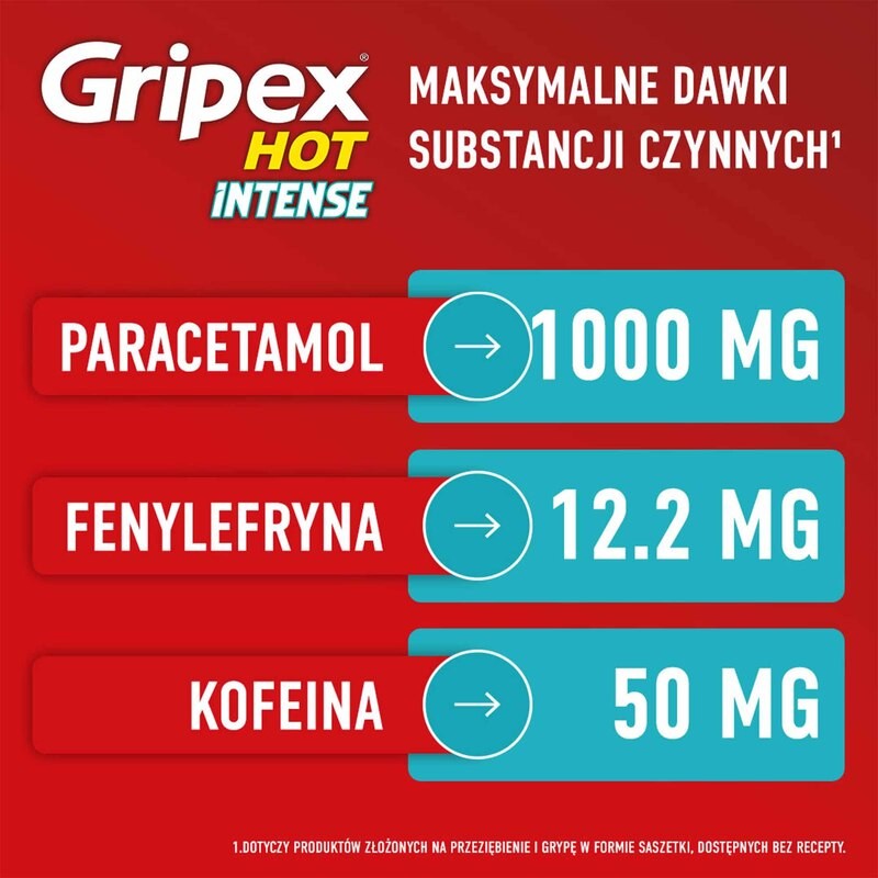 Gripex Hot Intense, proszek do sporządzenia roztworu doustnego, 12 saszetek