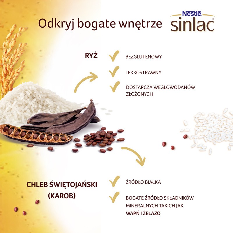 Nestle Sinlac, bezglutenowy produkt zbożowy dla niemowląt po 4 ...