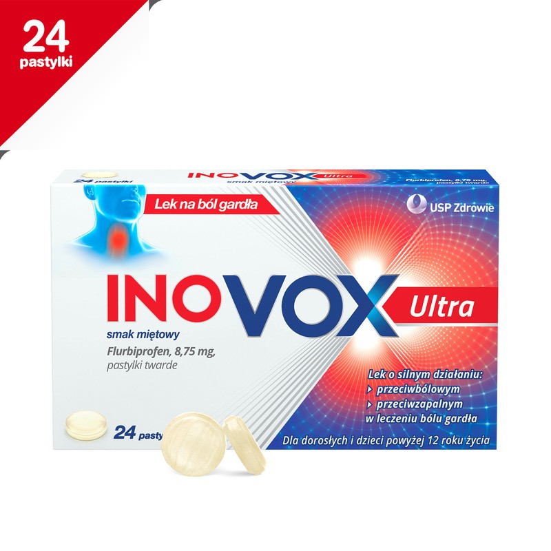 INOVOX Ultra smak miętowy (Ultravox), 8,75 mg, pastylki twarde, 24 szt ...