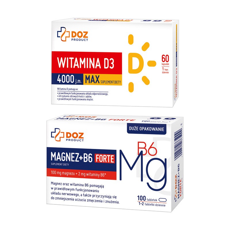Zestaw DOZ Magnez Forte + Witamina D3 MAX