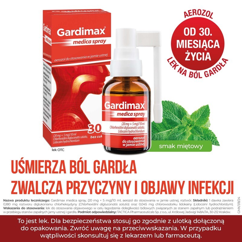 Gardimax medica spray, (20 mg + 5 mg)/10 ml, aerozol do stosowania w ...