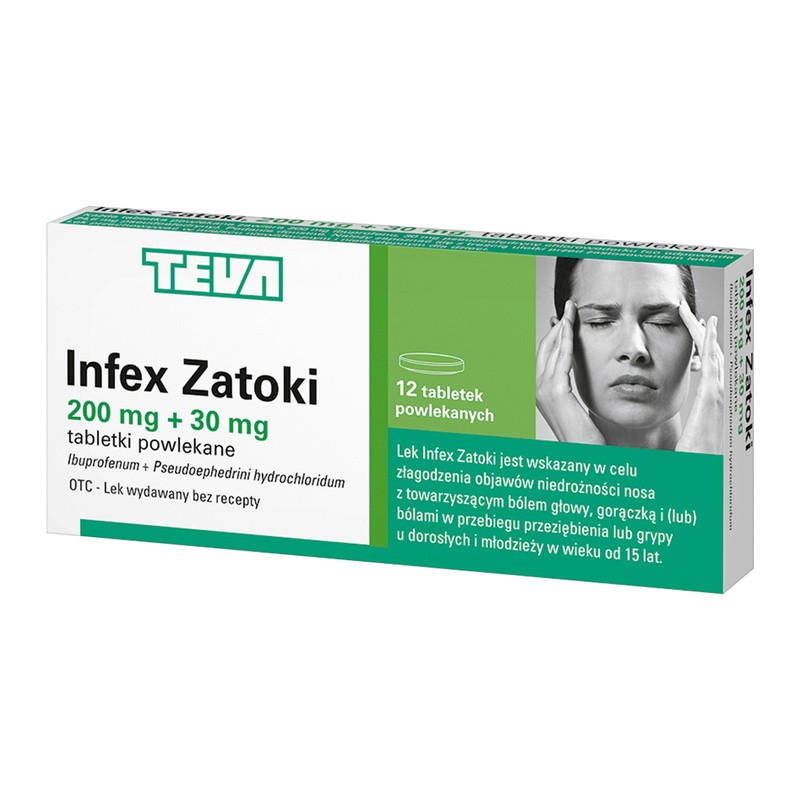 Infex Zatoki, 200 mg + 30 mg, tabletki powlekane, 12 szt.