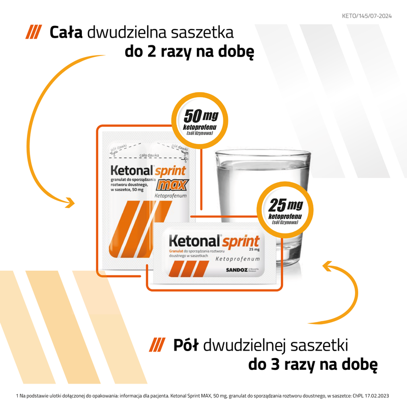 Ketonal Sprint Max, 50 mg, granulat do sporządzania roztworu doustnego ...