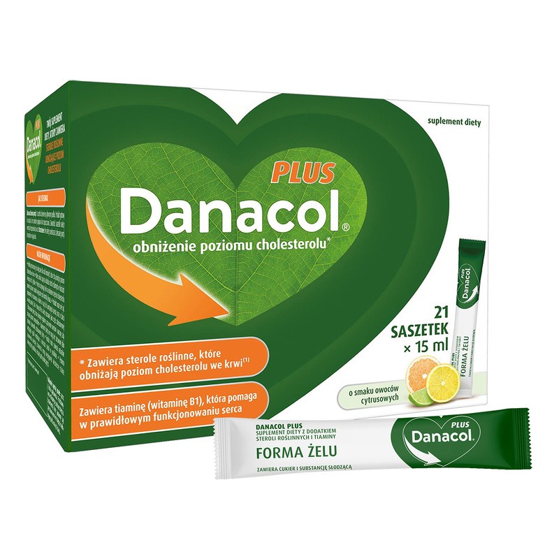 Danacol Plus, żel doustny, 15 ml, 21 saszetek