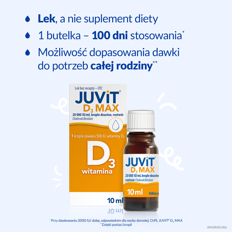 Juvit D3 Max, 20 000 IU/ml, krople doustne, 10 ml