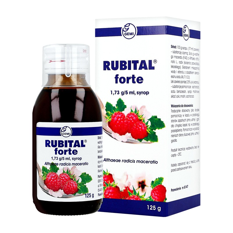 Rubital forte, 1,73 g/5 ml, syrop, 125 g
