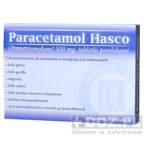 Paracetamol Hasco, 500 mg, tabletki powlekane, 15 szt.