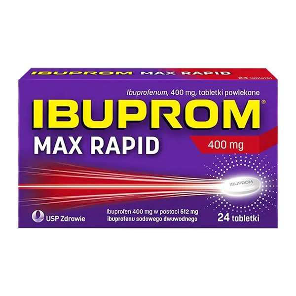 Ibuprom Max Rapid, 400 mg, tabletki powlekane, 24 szt.
