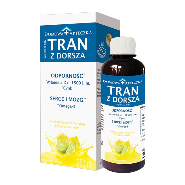 Tran z dorsza, płyn, smak cytrynowo-limonkowy, 250 ml