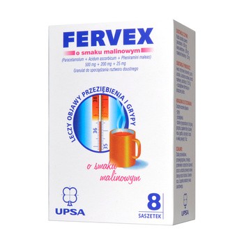 Fervex o smaku malinowym, granulat w saszetkach do sporządzania ...