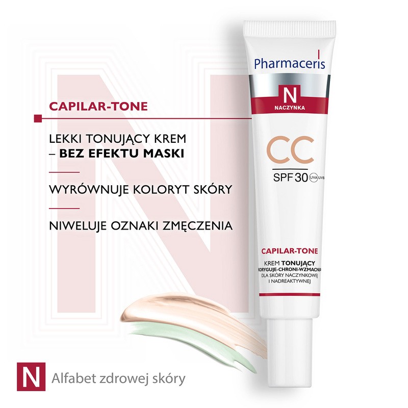 Pharmaceris N Capilar-Tone, krem tonujący CC, SPF 30, skóra naczynkowa i nadreaktywna, 40 ml