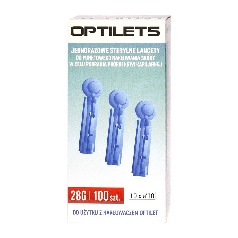 OptiLets, jednorazowe, sterylne lancety, 100 szt.