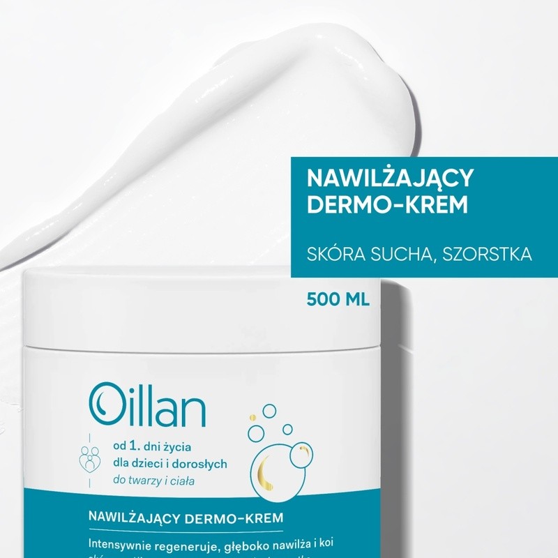 Oillan, nawilżający dermo-krem, 500 ml
