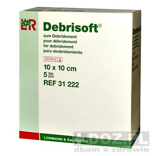 Debrisoft, opatrunek, jałowy, do opracowania rany, 10 x 10cm, 5 szt