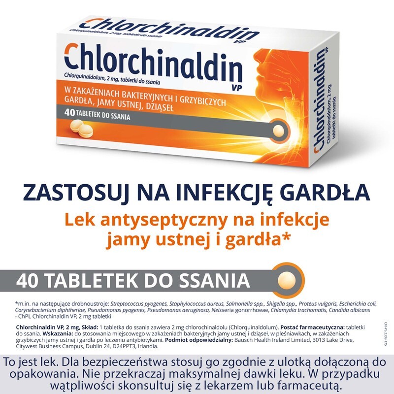 Chlorchinaldin VP, 2 mg, tabletki do ssania, 40 szt.