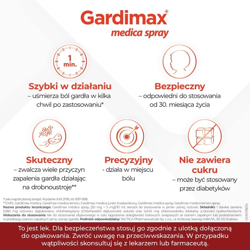 Gardimax medica spray, (20 mg + 5 mg)/10 ml, aerozol do stosowania w ...
