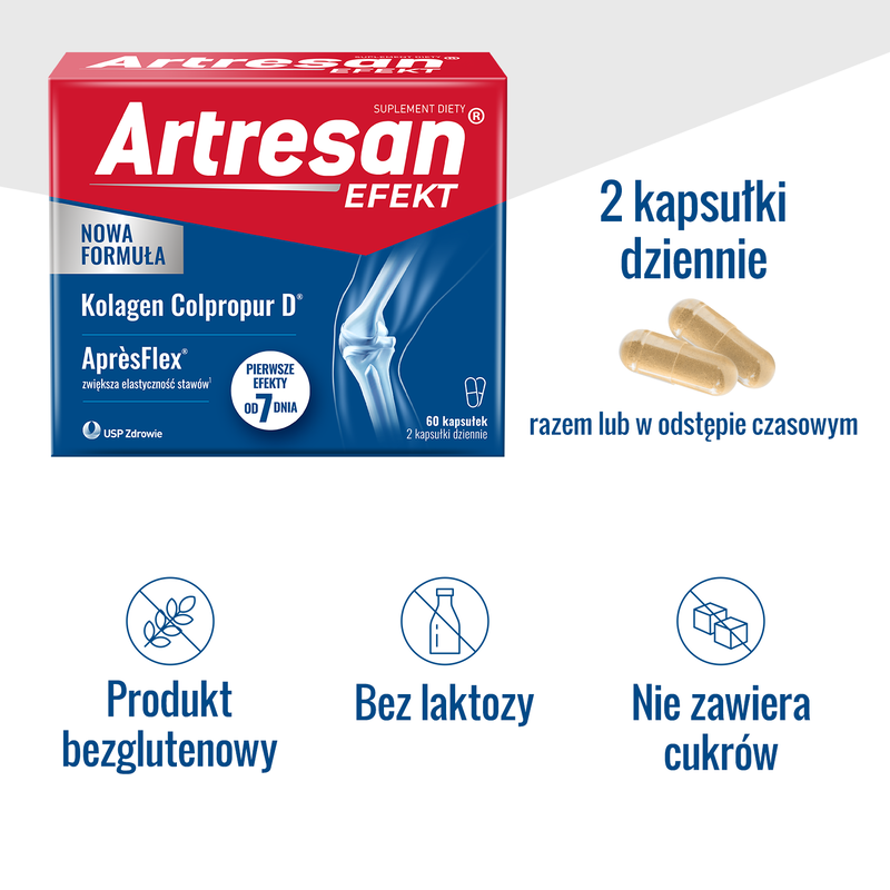 Artresan EFEKT, kolagen, AprèsFlex®, na stawy, kapsułki, 60 szt.