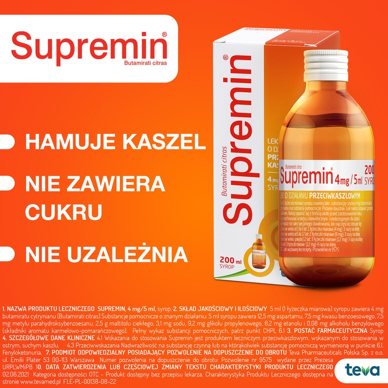 Supremin, syrop, (4 mg / 5 ml), 200 ml