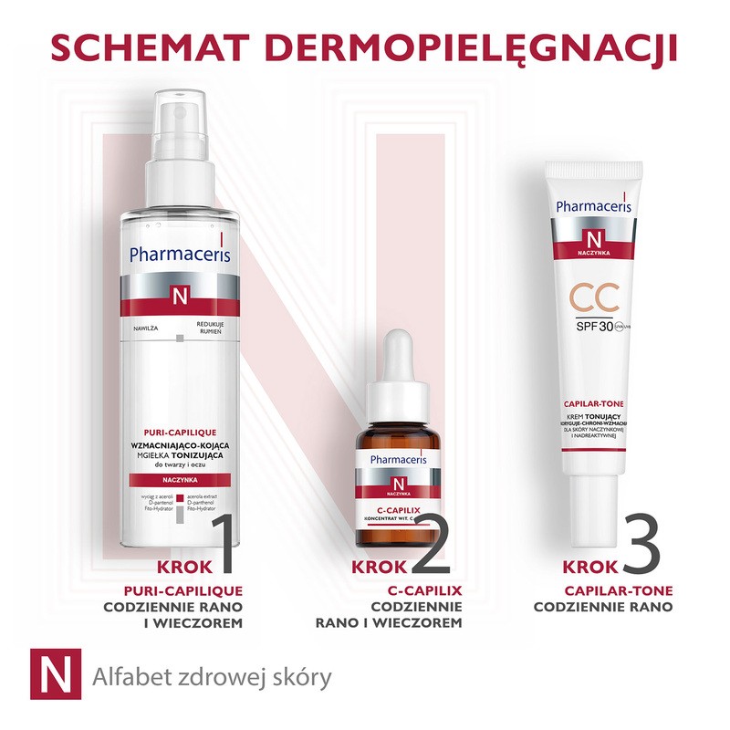 Pharmaceris N Capilar-Tone, krem tonujący CC, SPF 30, skóra naczynkowa i nadreaktywna, 40 ml