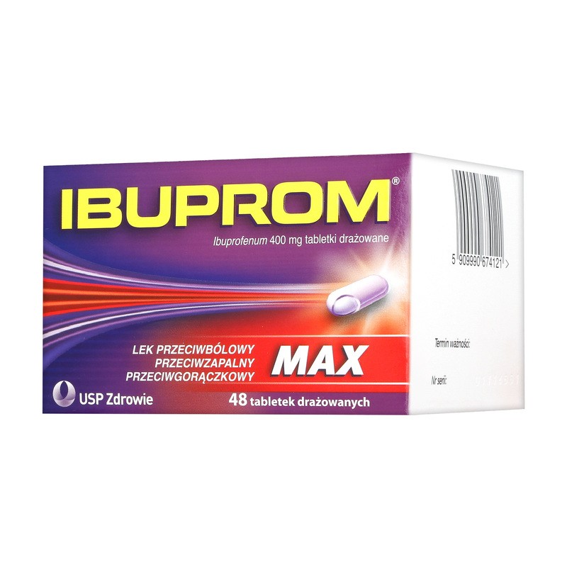 Ibuprom Max, 400 mg, tabletki drażowane, 48 szt. (butelka)