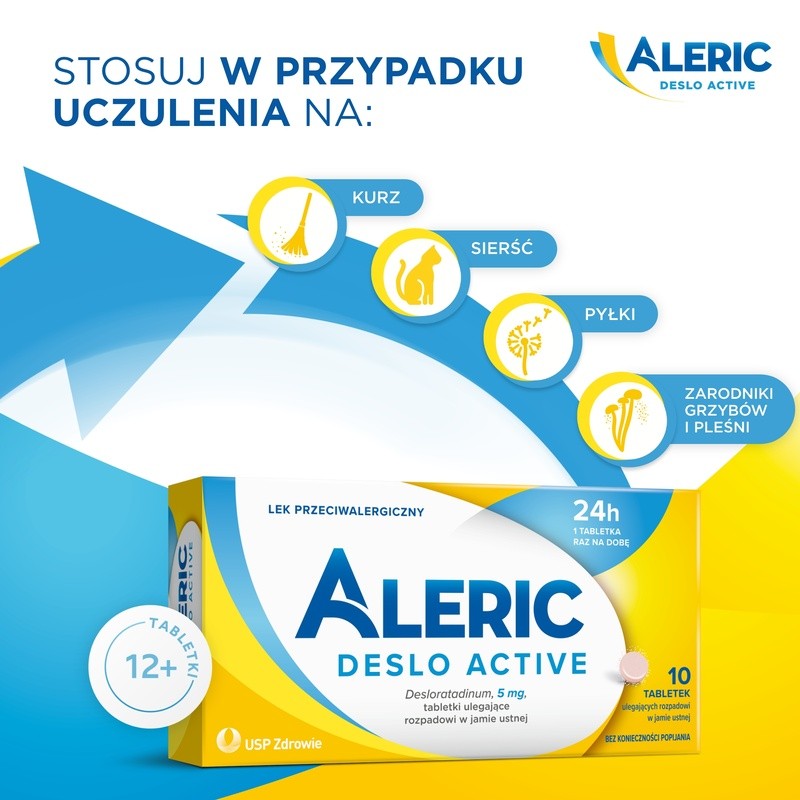 Aleric Deslo Active 5mg, 10 tabletek, na alergię i katar sienny