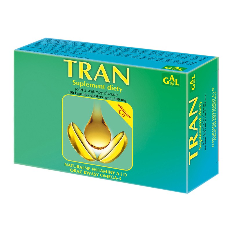 Tran z witaminą A i D, kapsułki, 100 szt.