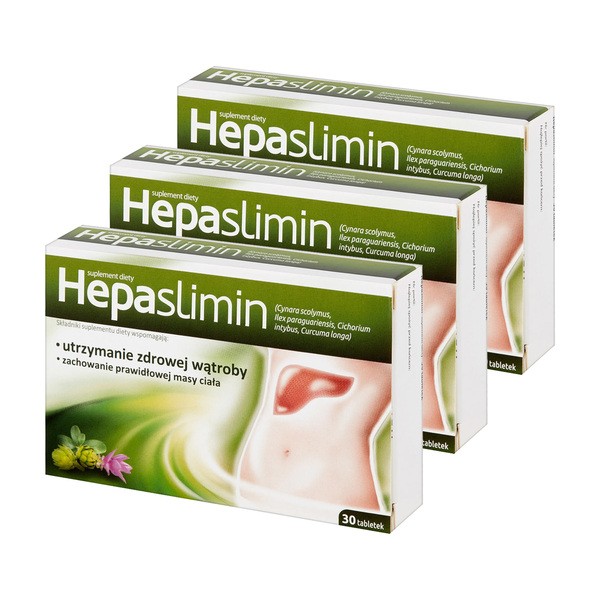 Zestaw 3x Hepaslimin, tabletki, 30 szt.