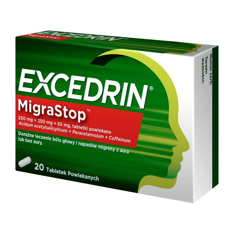 Excedrin MigraStop, 250 mg + 250 mg + 65 mg, tabletki powlekane, 20 szt ...