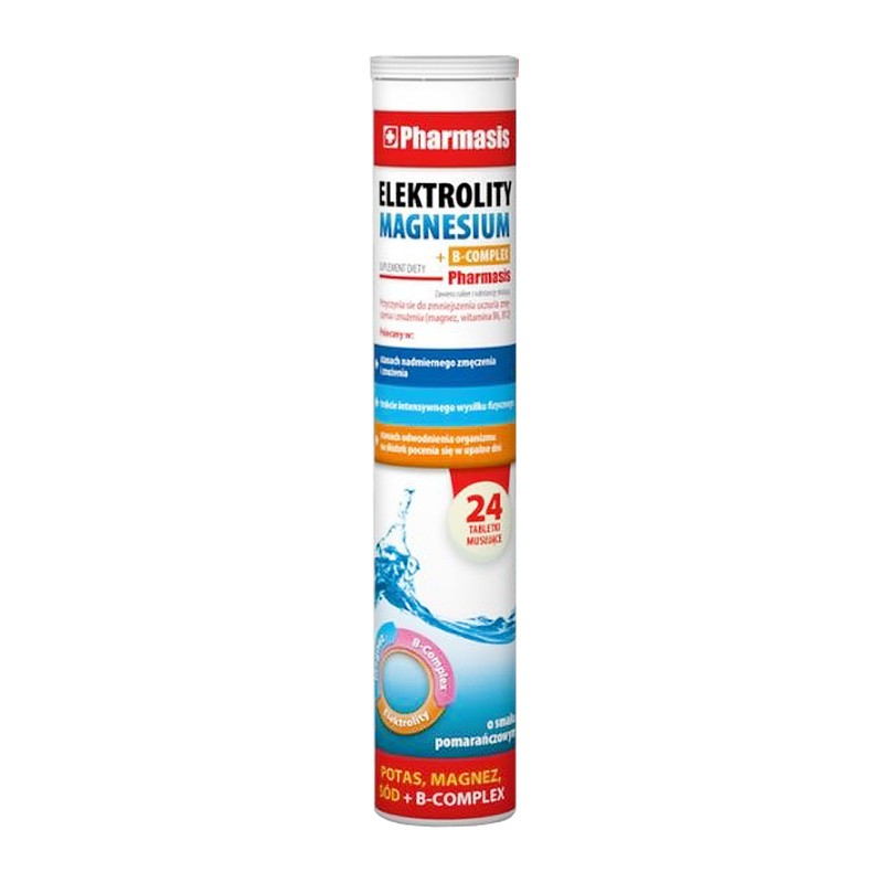 Elektrolity + Magnesium + B-Complex Pharmasis, tabletki musujące, 24 szt.