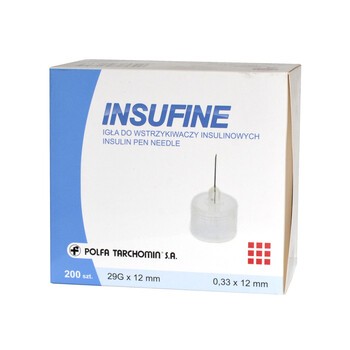 Insufine, igły do wstrzyknięć insulinowych, 29G x 12 mm, 200 szt.