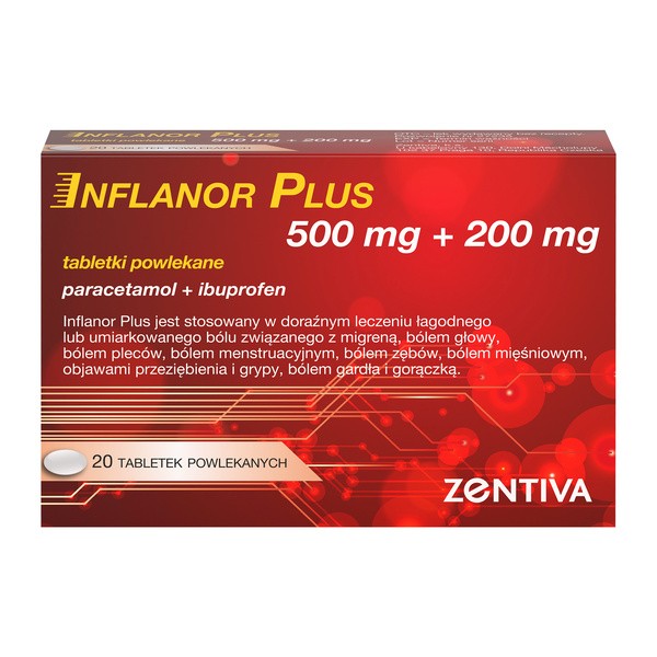 Inflanor Plus, 500 mg + 200 mg, tabletki powlekane, 20 szt.