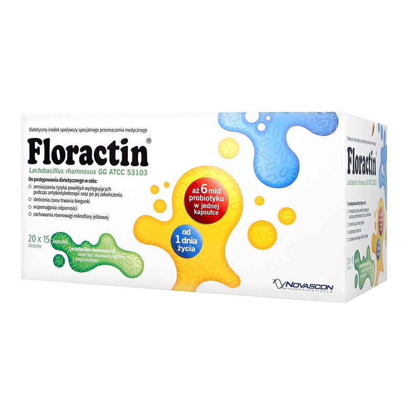 Floractin, kapsułki, 20 blistrów po 15 kapsułek
