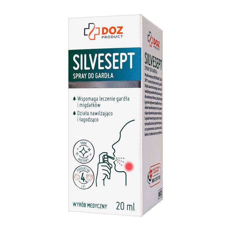 DOZ PRODUCT Silvesept, spray do gardła, 20 ml DOZ PRODUCT Silvesept, spray do gardła, 20 ml