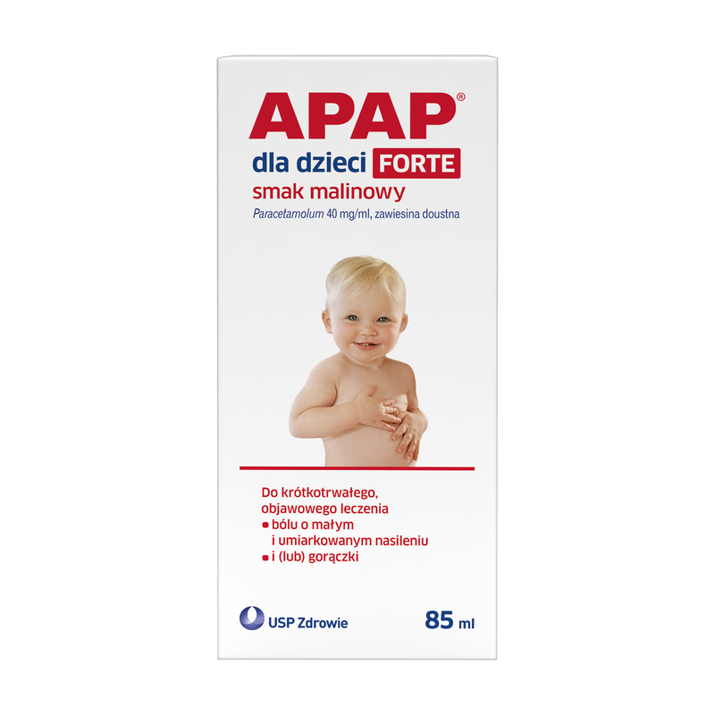 Apap dla dzieci forte smak malinowy, 40mg/ml, zawiesina doustna, 85 ml