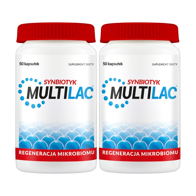 Zestaw 2x Multilac, kapsułki, synbiotyk (probiotyk +prebiotyk), 50 szt.
