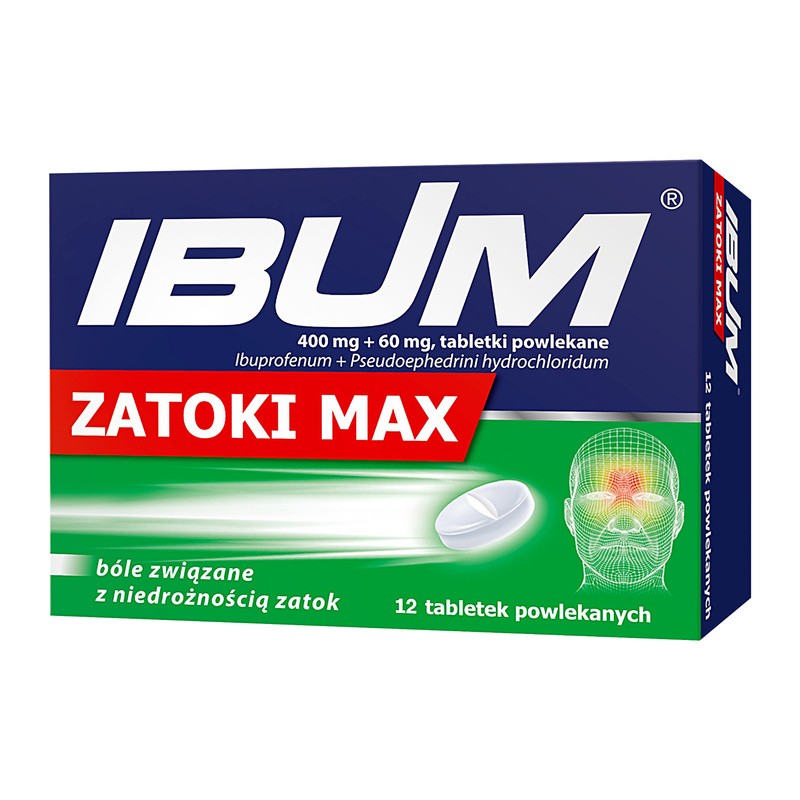 Ibum Zatoki Max, 400 mg + 60 mg, tabletki powlekane, 12 szt.