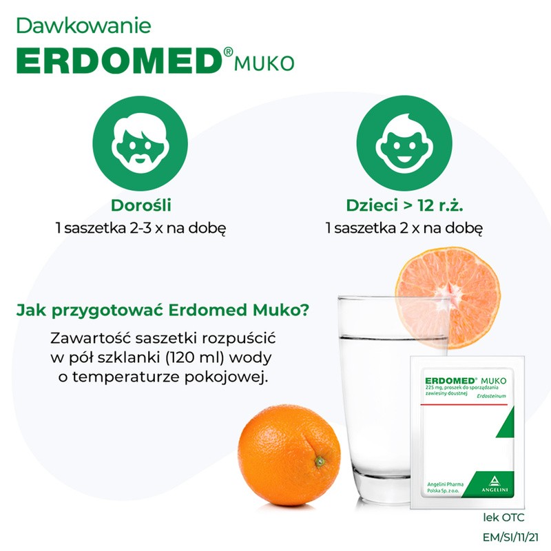 Erdomed Muko, 225 mg, proszek do sporządzania zawiesiny doustnej, 10 ...