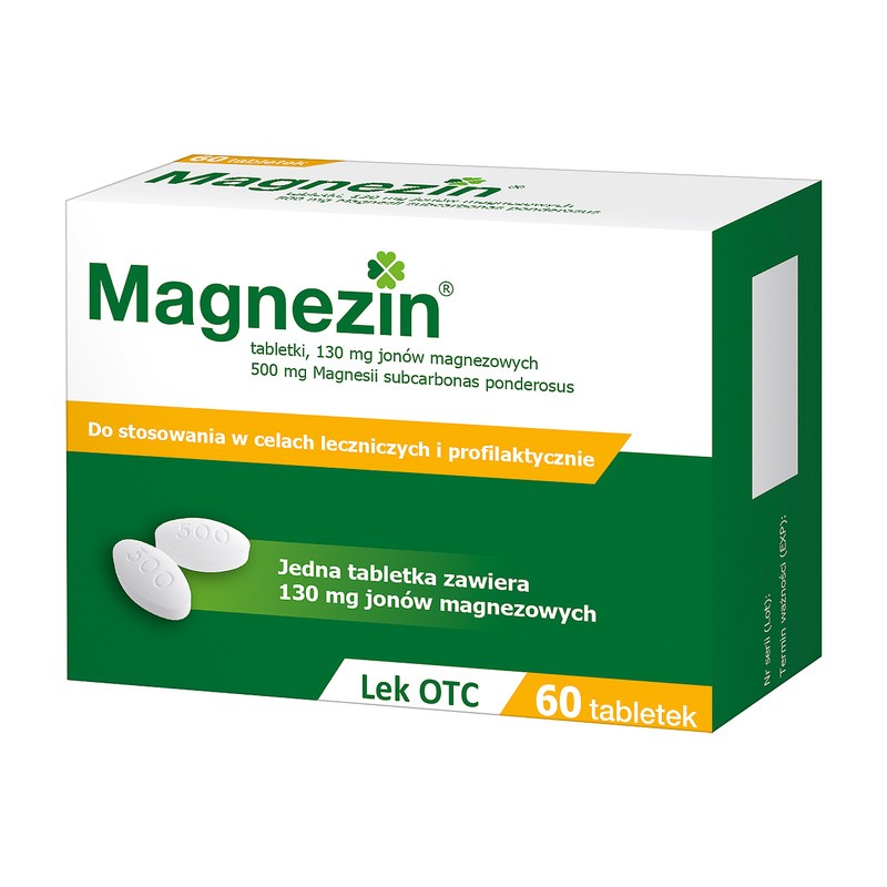 Magnezin, 130 mg jonów magnezowych, tabletki, 60 szt. - Portal DOZ.pl
