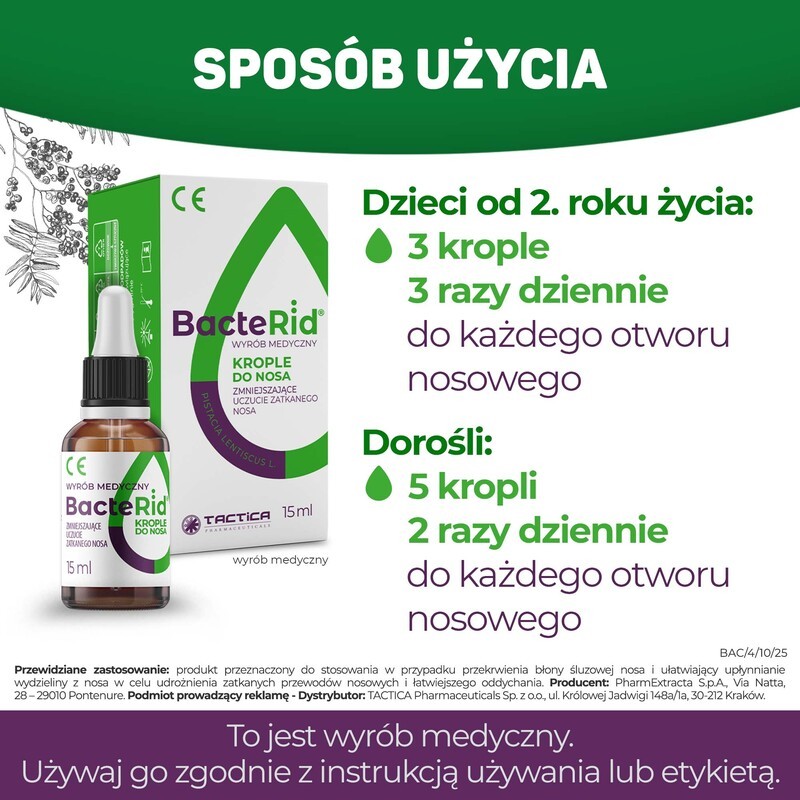 BacteRid, krople udrażniające nos, 15 ml