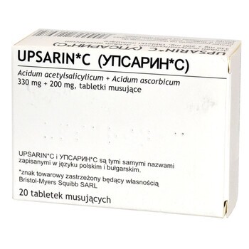 Upsarin C, 330 mg + 200 mg, tabletki musujące, 20 szt. (import ...