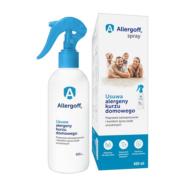 Allergoff, Spray neutralizator alergenów kurzu domowego, 400 ml