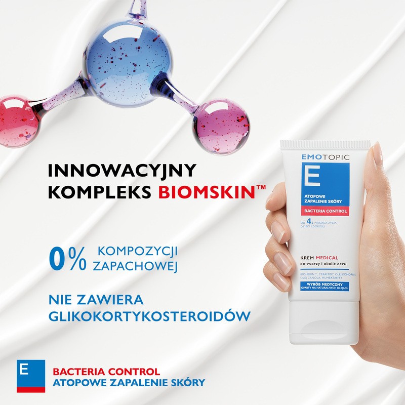 Emotopic Bacteria Control, krem do twarzy i okolic oczu Medical, 50ml