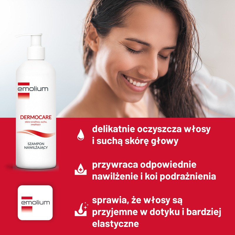 Emolium Dermocare, szampon nawilżający, 400 ml