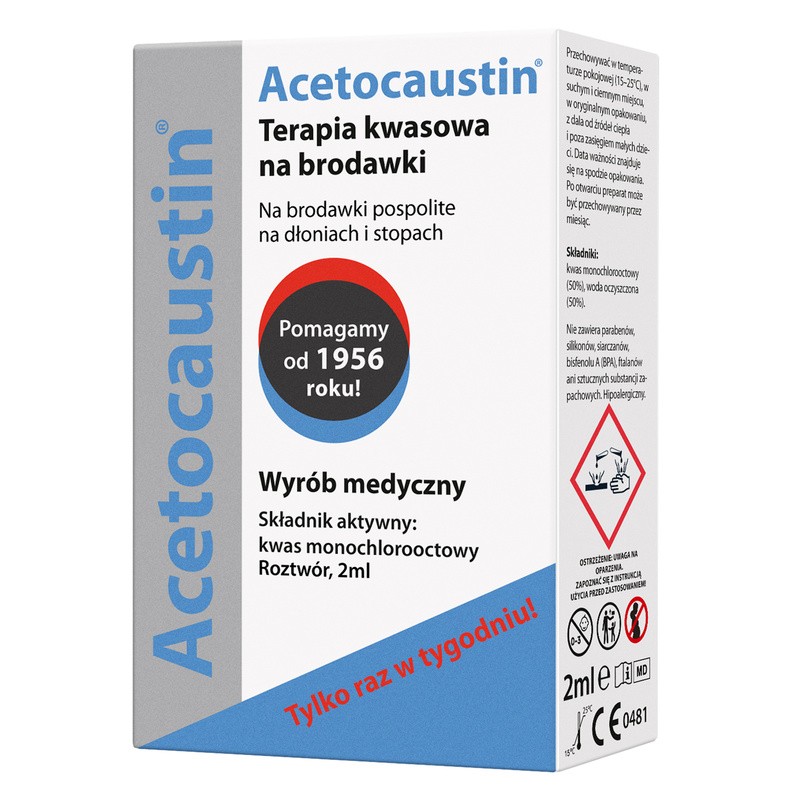 Acetocaustin, terapia kwasowa na brodawki, płyn, 2 ml